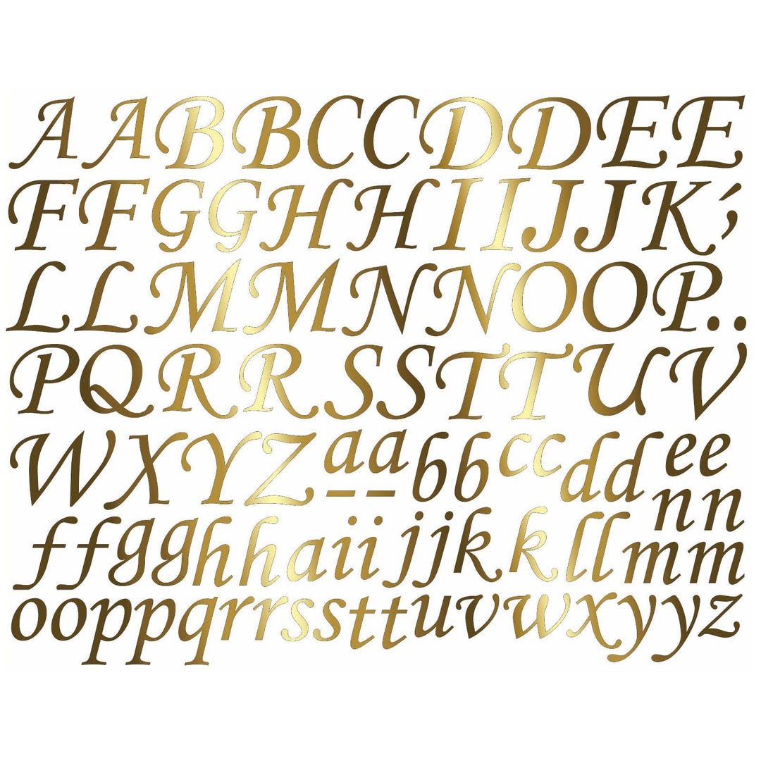 Corsiva Font Alphabet Letters 91 Pcs 0.75 Inch 22k Gold Fused Glass ...