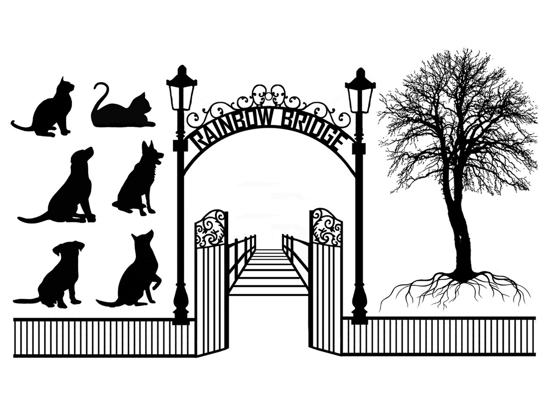 Rainbow Bridge Dog Cat 1 Pc 6.75 Inch Black Fused Glass Decals - Etsy