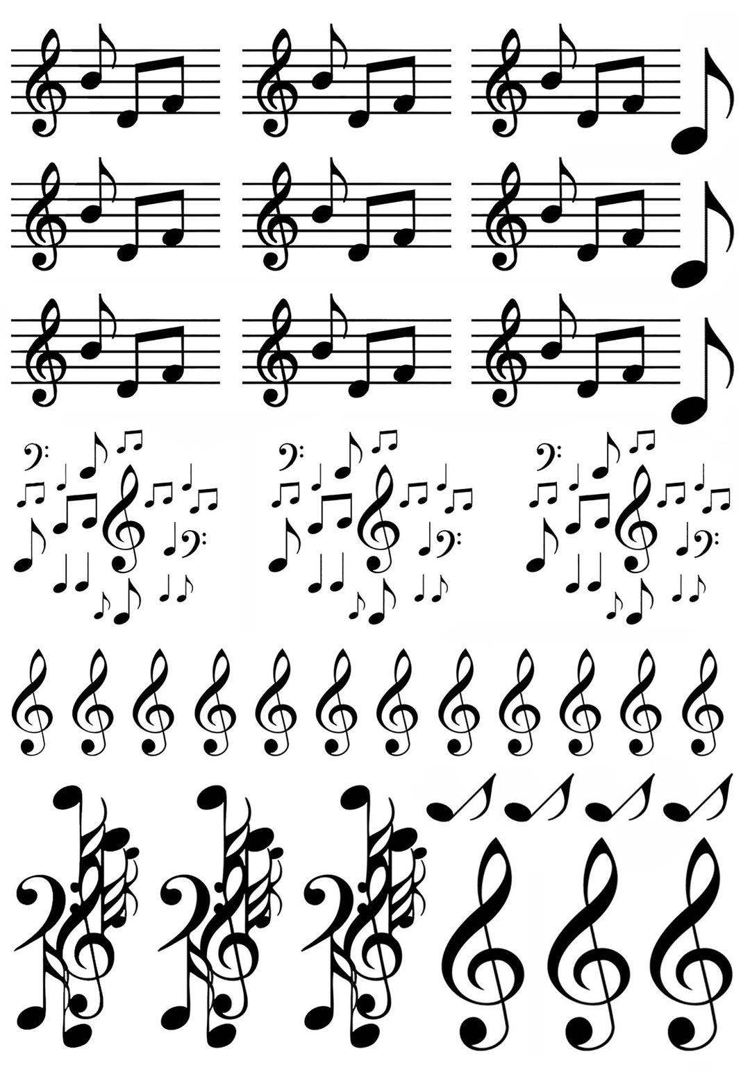 Music Notes 34 Pcs 1/2 to 1-1/4 Black Fused Glass Decals - Etsy