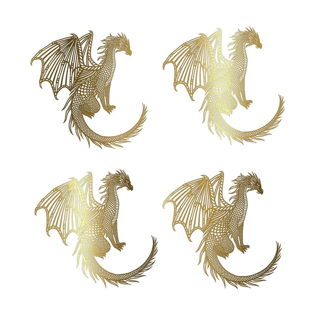 Classic Dragon 4 Pcs 2 Inch 22k Gold Fused Glass Decals - Etsy