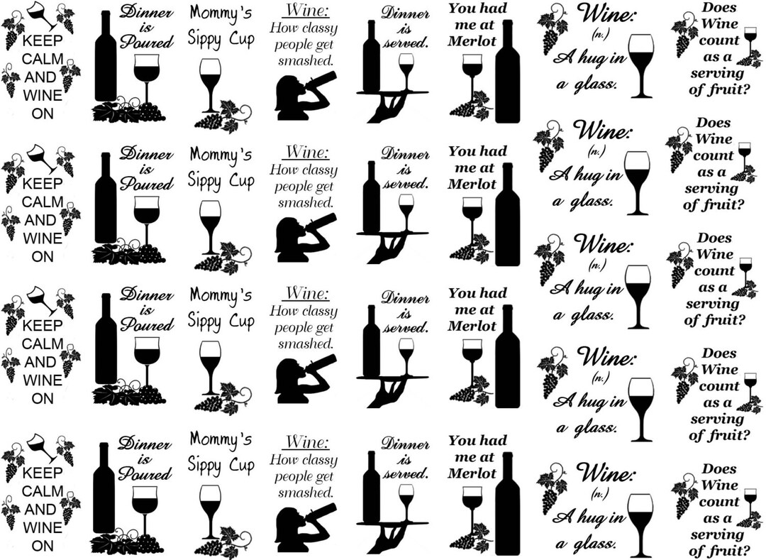 Wine Quips 34 Pcs 7/8 to 1-1/8 Black Fused Glass Decals - Etsy
