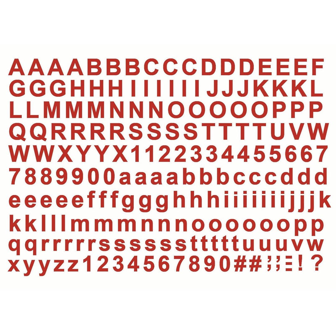 Block Font Alphabet 197 Pcs 1/4" Tall Red Fused Glass Decals - Etsy