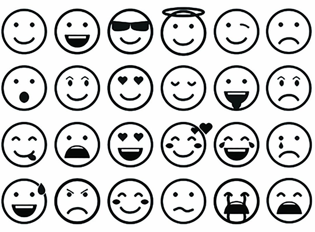 Emoticons Emotes 24 Pcs 1 Inch Black Fused Glass Decals - Etsy