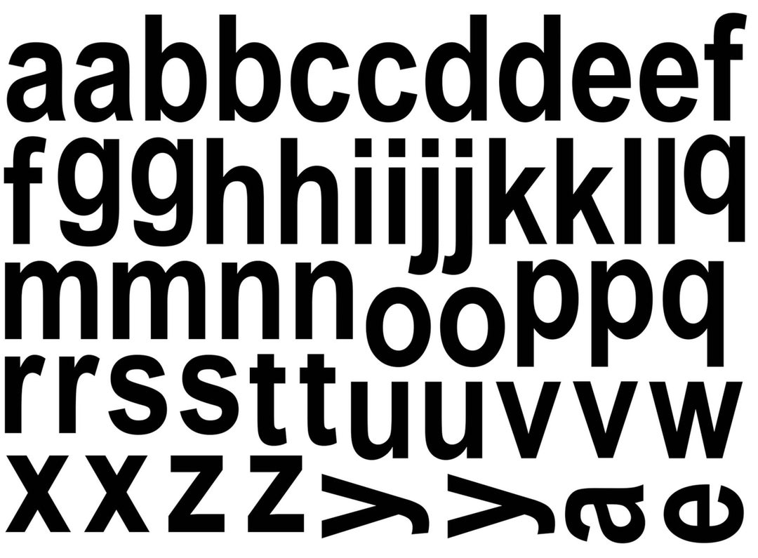 Block Font Letters 53 Pcs 1 Tall Lower Case Black Fused Glass Decals - Etsy