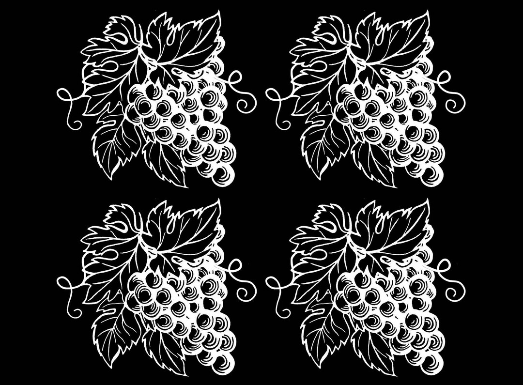 Grape Clusters 4 Pcs White Fused Glass Decals - Etsy