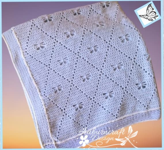 Butterfly Diamonds Filet Crochet Blanket Pattern | Etsy