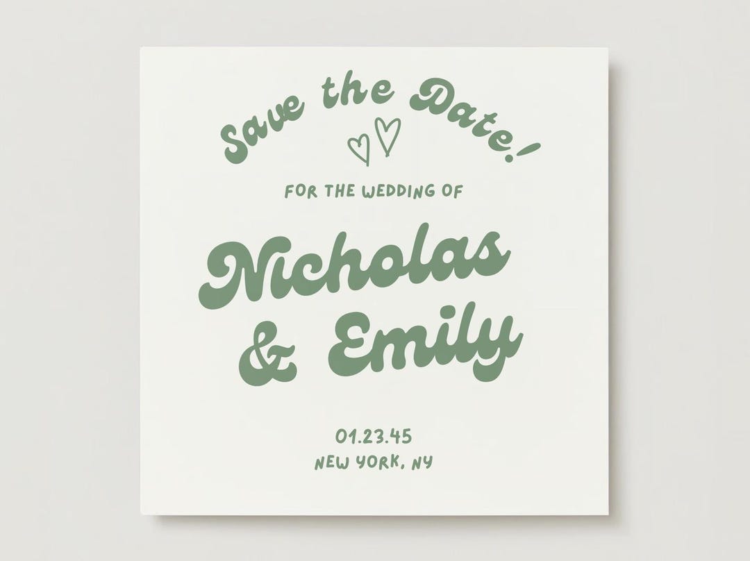 Retro Square Save the Date Template: Editable Vintage Design (digital ...