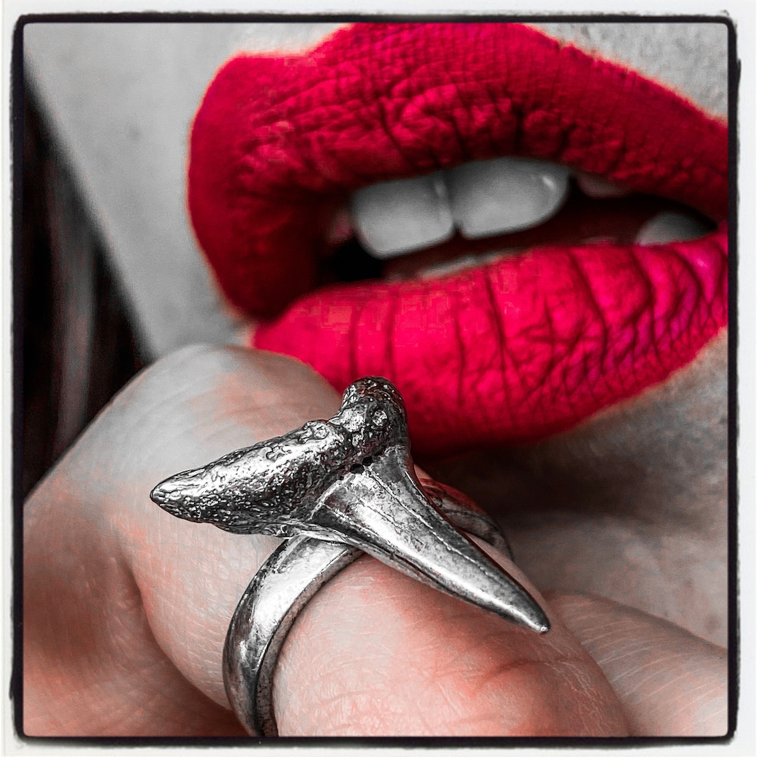 Shark Tooth Ring Shark Teeth Ring Megalodon Shark Ring Fossil Tooth ...