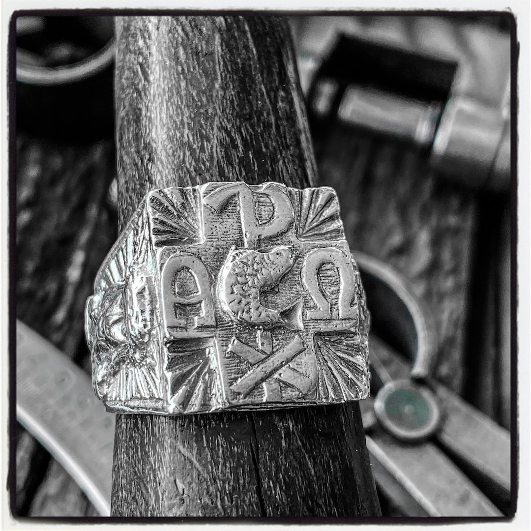 Christogram Ring Chi Ro Ring Chiro Ring Fish Ring Jesus Christ Ring ...