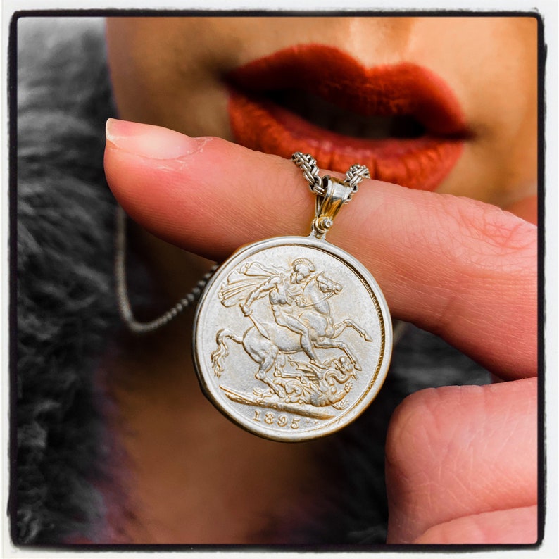 Gold Sovereign Coin Pendant Silver Sovereign Coin Necklace St George ...