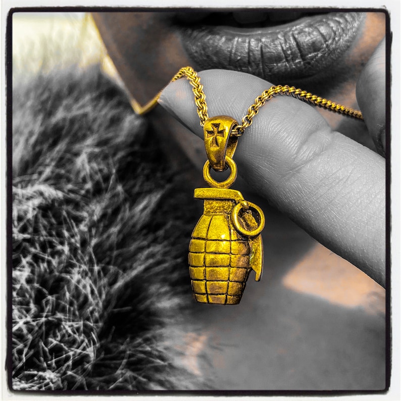 Grenade Pendant Grenade Necklace Hand Grenade Pendant Military Pendant ...