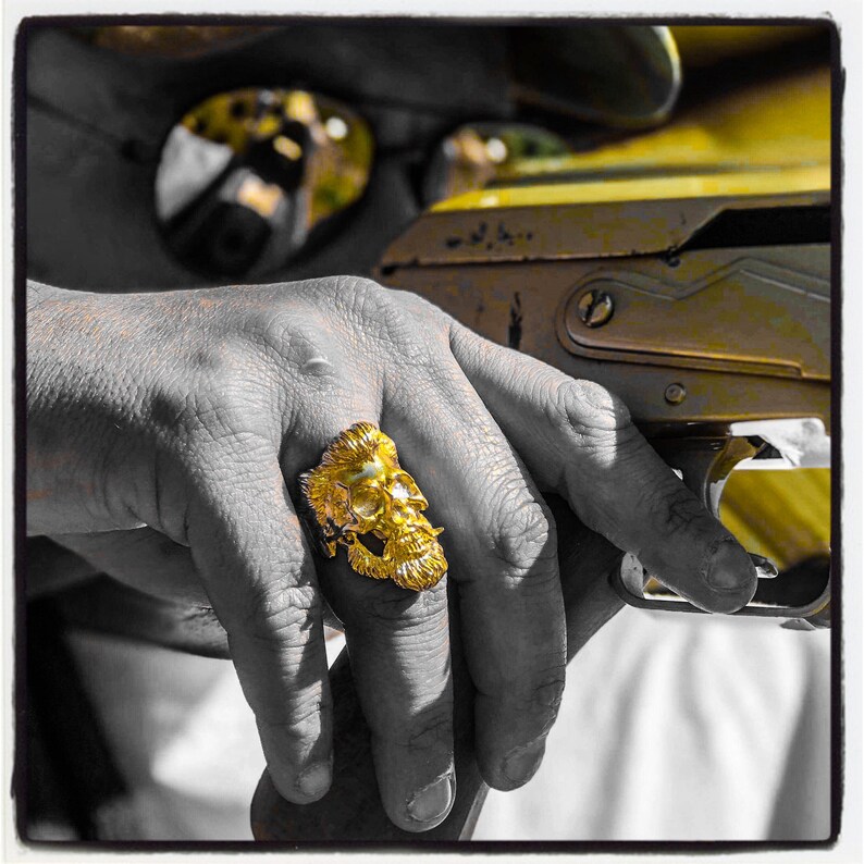 MMA Ring Mafia Ring Bearded Skull Ring Mustache Skull Ring | Etsy