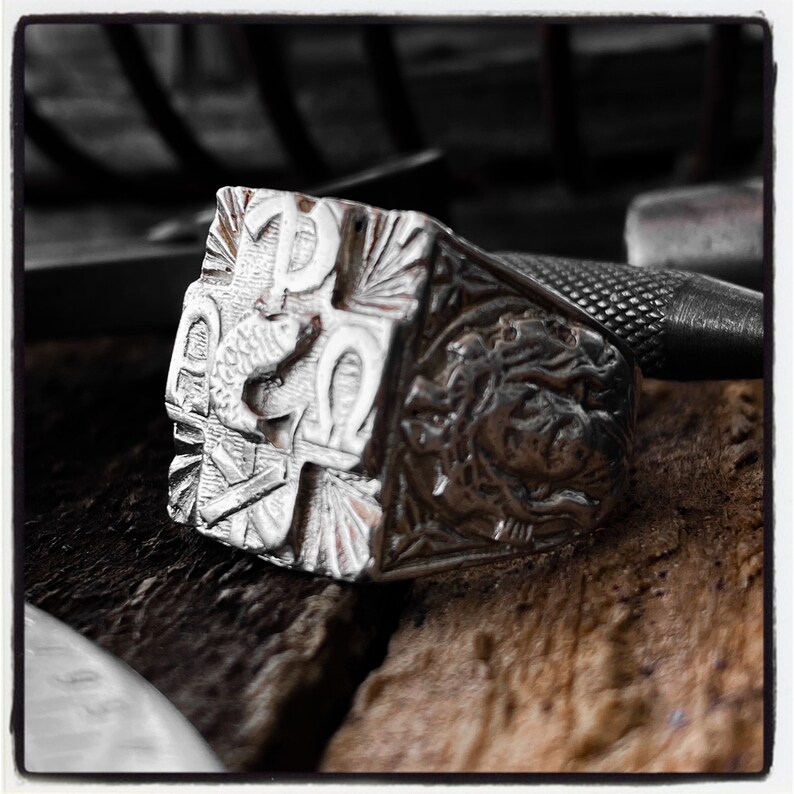 Christogram Ring Chi Ro Ring Chiro Ring Fish Ring Jesus Christ Ring ...