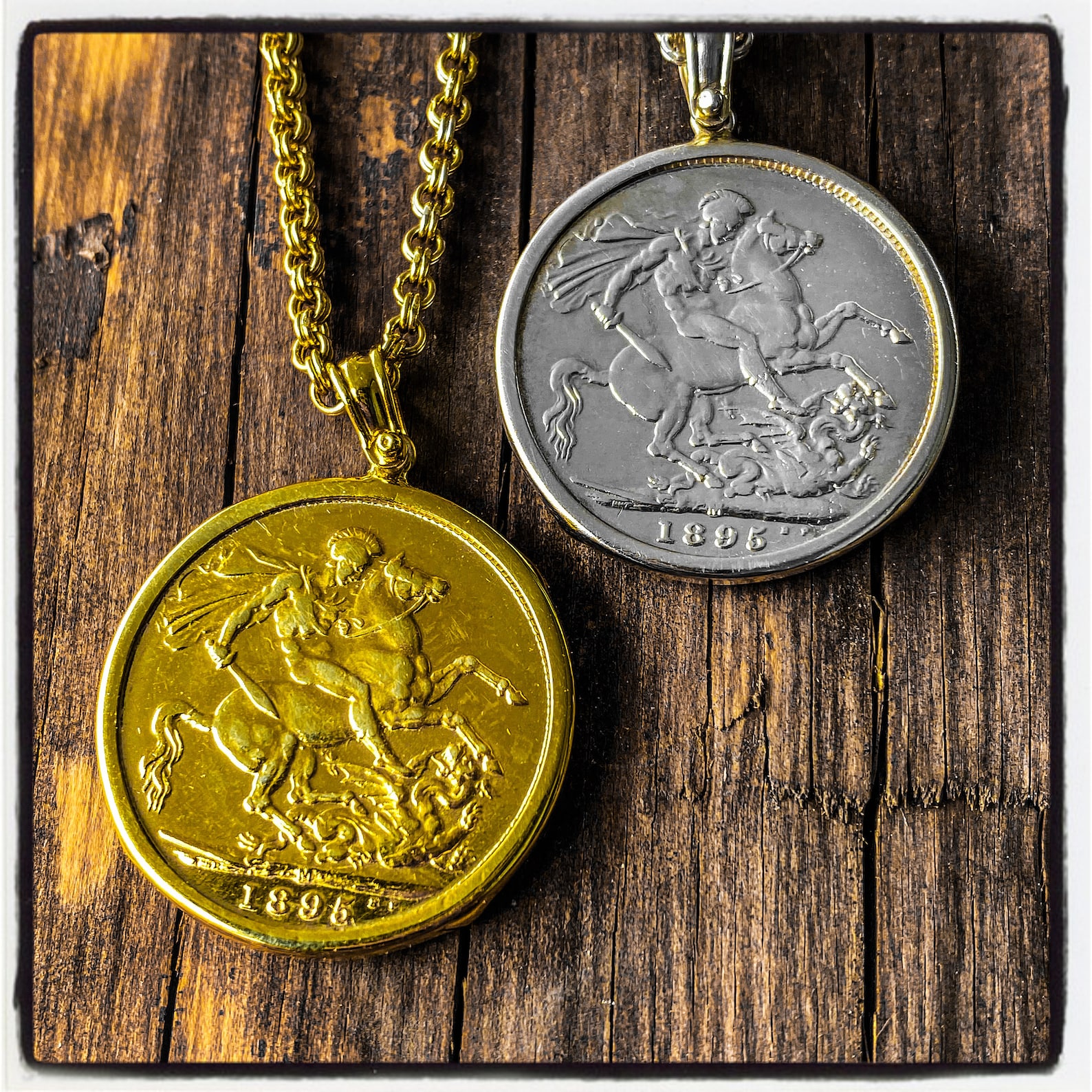 Gold Sovereign Coin Pendant Silver Sovereign Coin Necklace St George ...