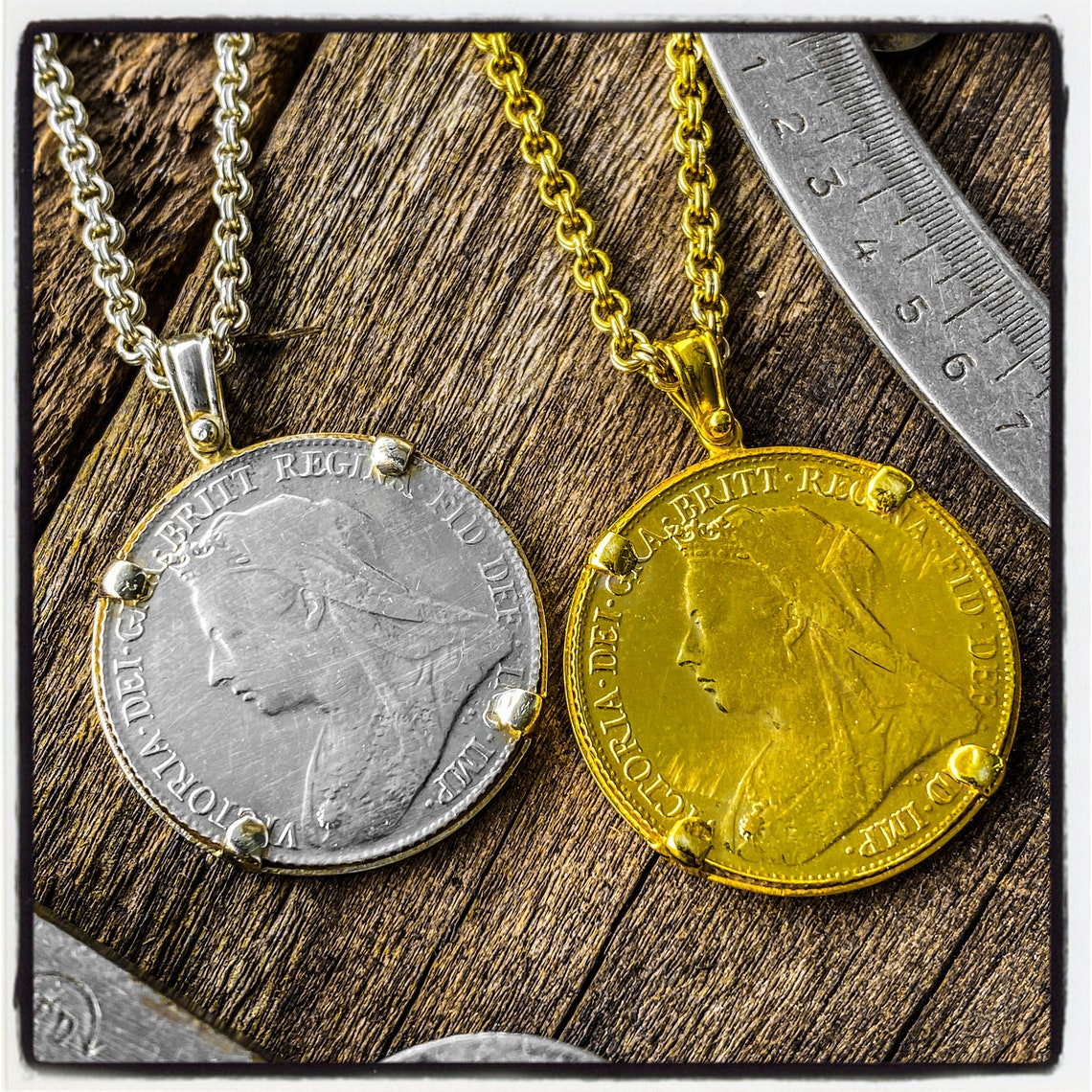 Gold Sovereign Coin Pendant Silver Sovereign Coin Necklace St - Etsy