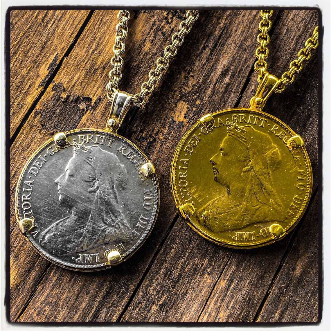Gold Sovereign Coin Pendant Silver Sovereign Coin Necklace St - Etsy