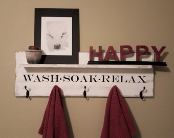 Wood towel rack | Etsy