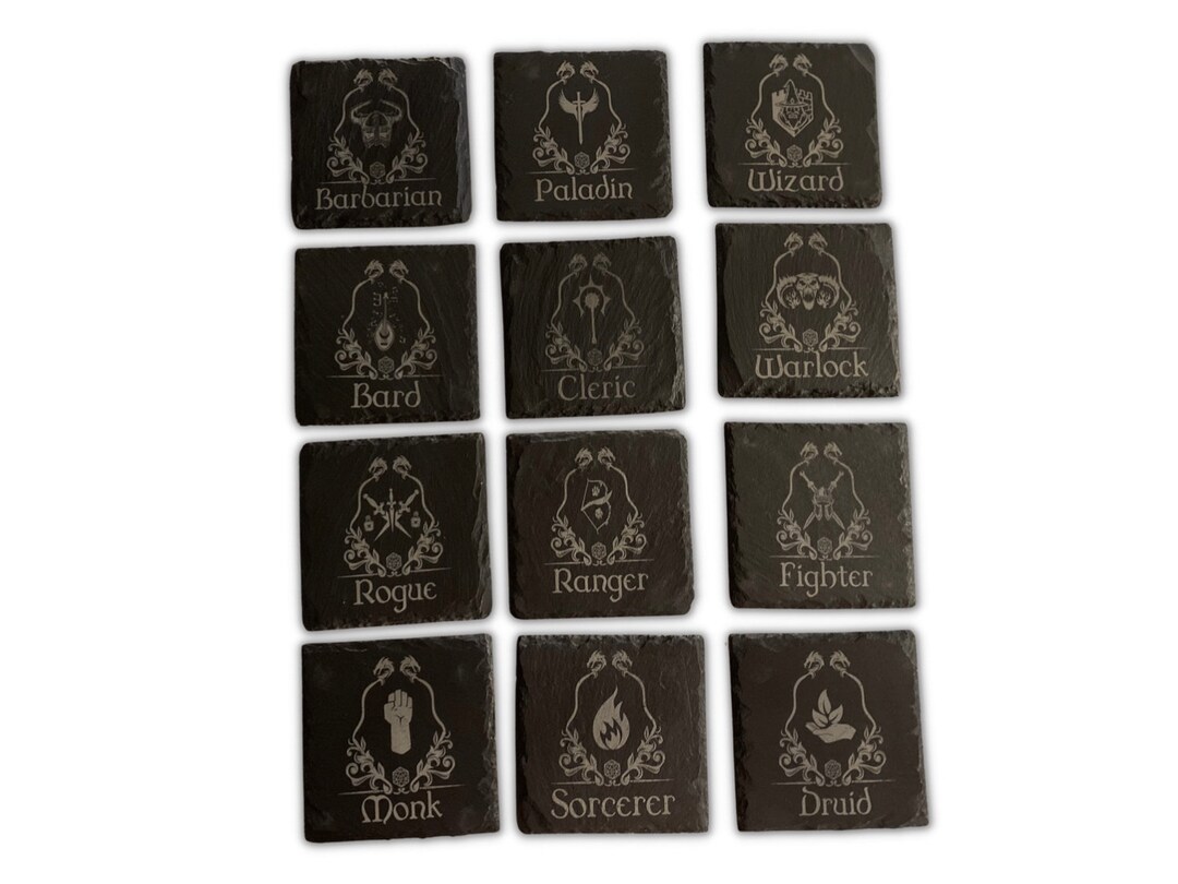 Dungeons & Dragons Class Symbols Engraved Coaster Set With - Etsy