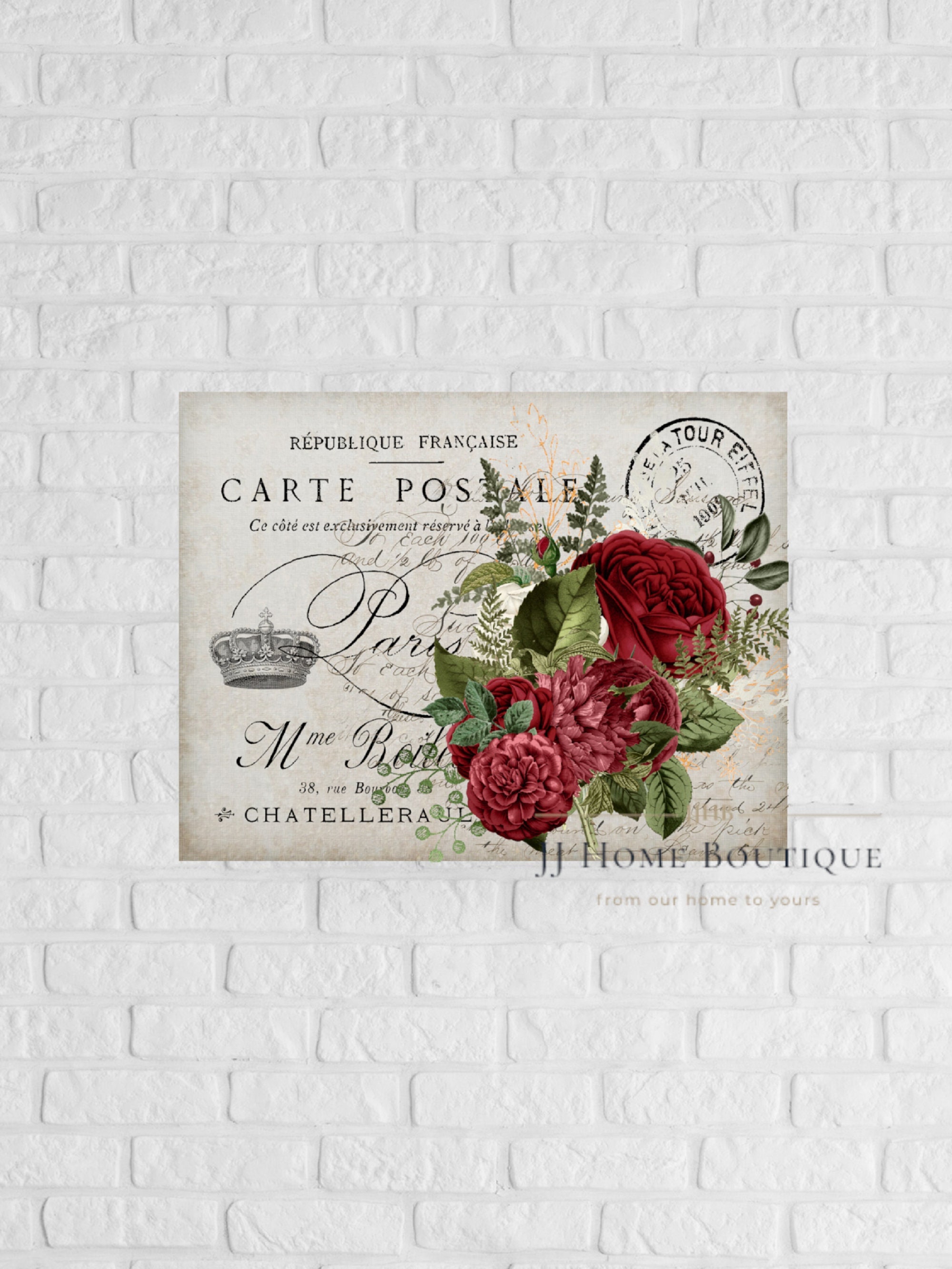 Vintage Shabby Chic Red Roses Graphic Instant Digital - Etsy