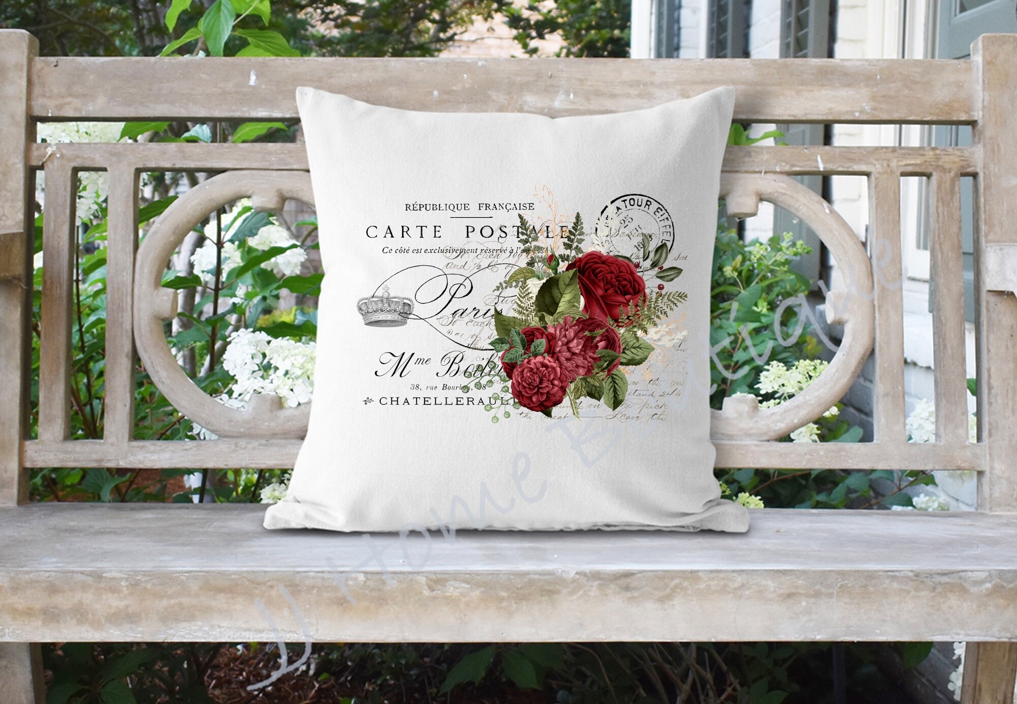 Vintage Shabby Chic Red Roses Graphic Instant Digital - Etsy