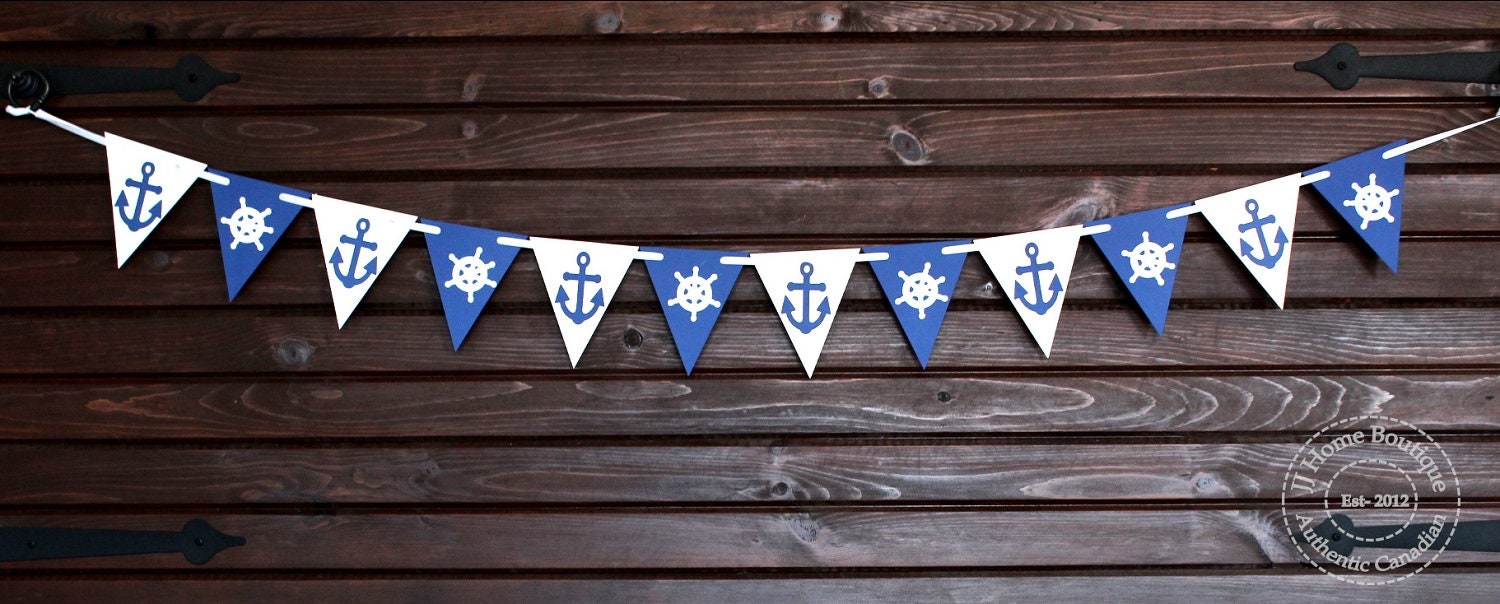 Nautical Banner Garland Flag Banner Nautical Birthday Party | Etsy Canada