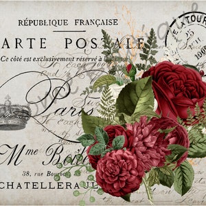 Vintage Shabby Chic Red Roses Graphic, Instant Digital Download ...
