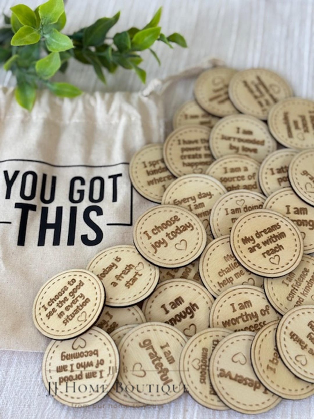 Handmade Wooden Affirmation Coins , Daily Positivity Tokens ...