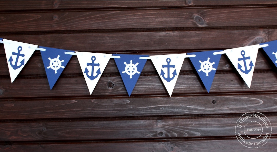 Nautical Banner, Garland Flag Banner, Nautical Birthday Party Bridal ...