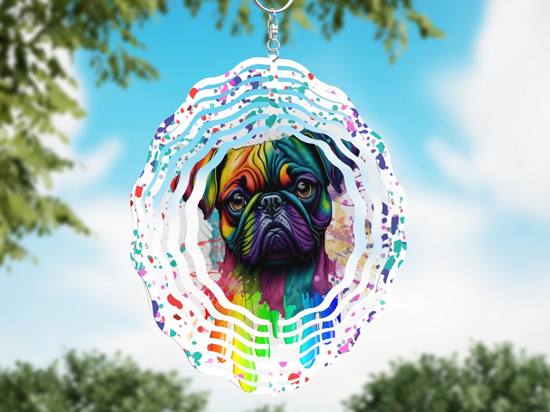 Pug Rainbow Wind Spinner 10.5" Outdoor Decor - Etsy