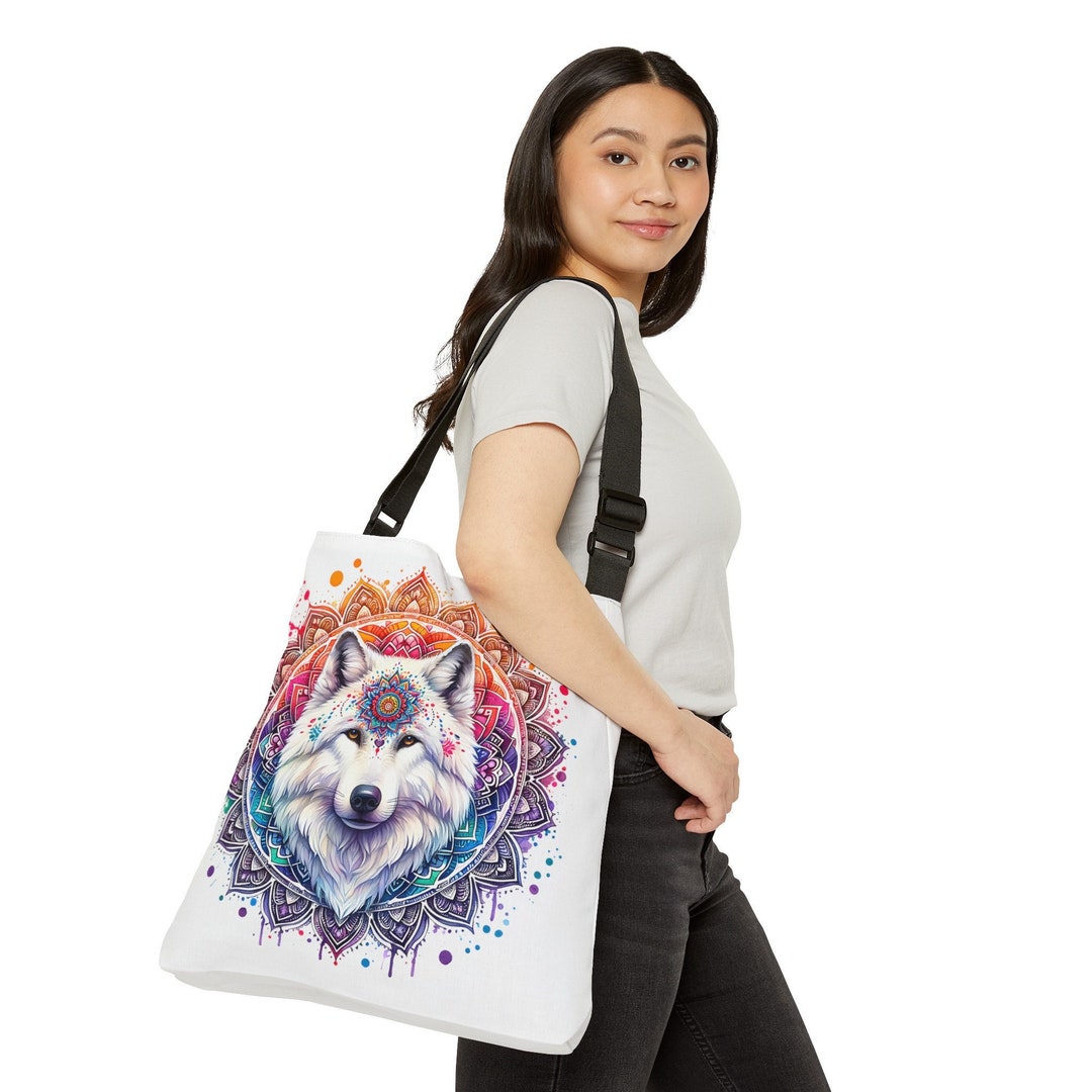 WHITE WOLF TOTE Wolf Tote Bag Wolf Bag Gift for Wolf Lover Gift White ...