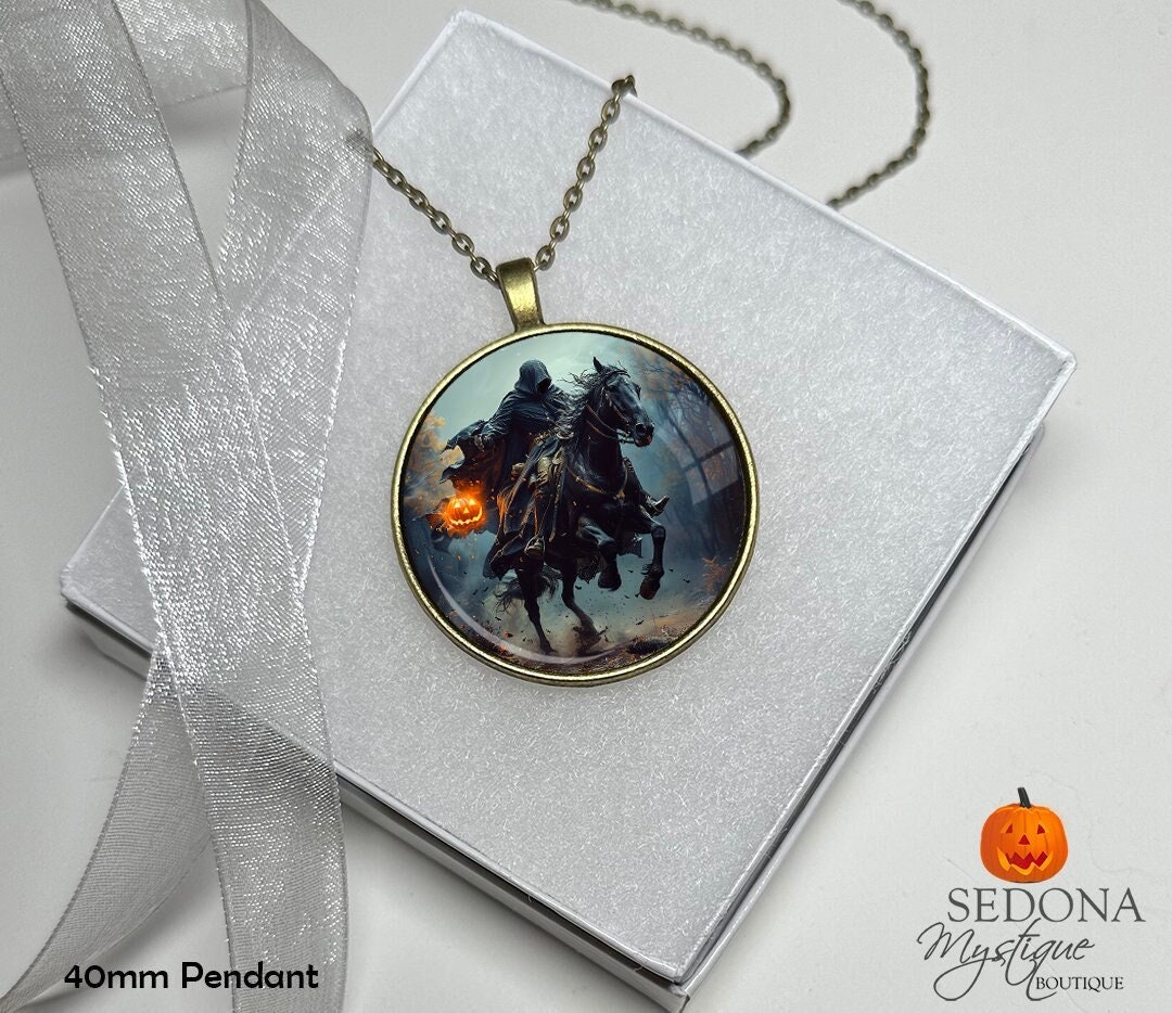 HEADLESS HORSEMAN PENDANT Halloween Necklace Sleepy Hollow Headless ...