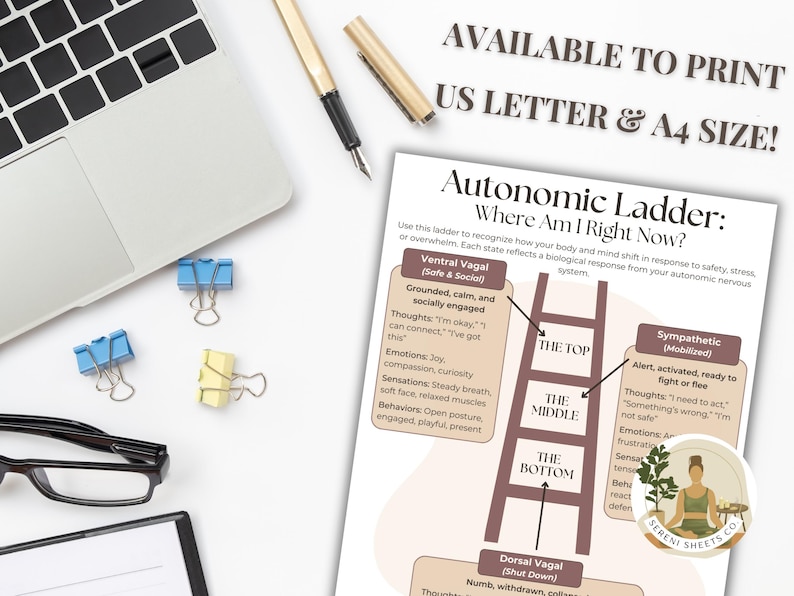 Autonomic Ladder Worksheet | Polyvagal Theory Printable | Therapy Tool ...