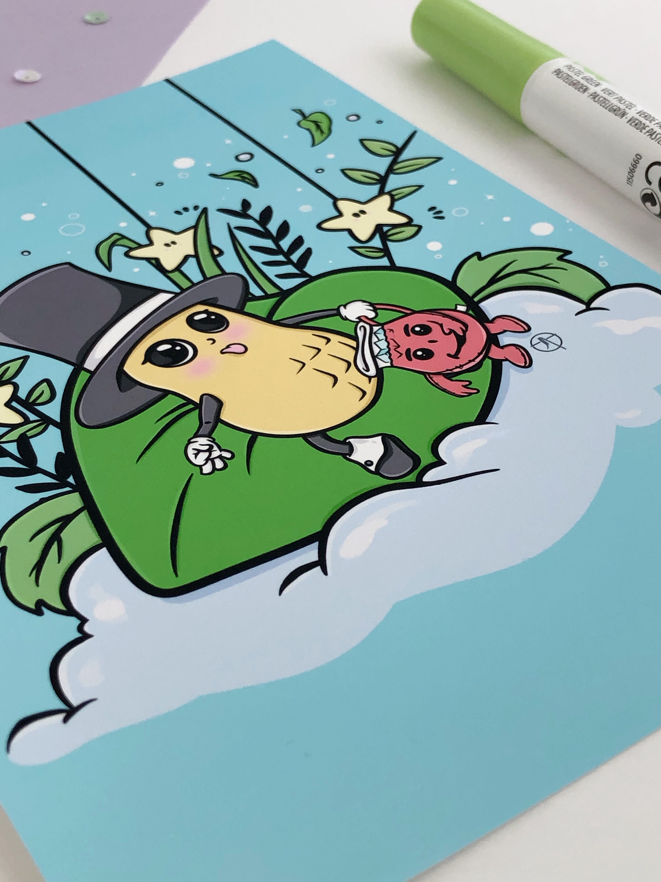 Peanut Print Kawaii Peanut Cute Art Print Peanut Wall - Etsy UK