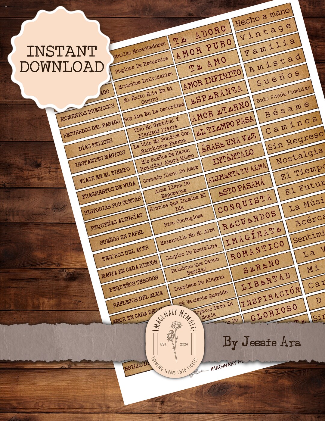 Junk Journal, Printable, Labels, Grunge, Ephemera, Spanish, Words - Etsy
