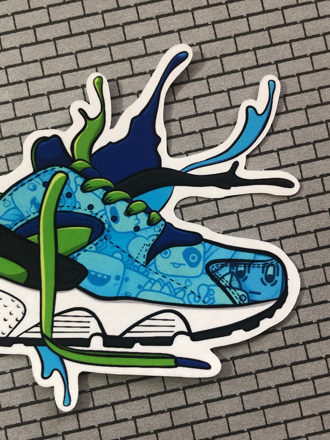 Blauer Doodle Schuh Sticker Die Cut Sticker Briefpapier | Etsy