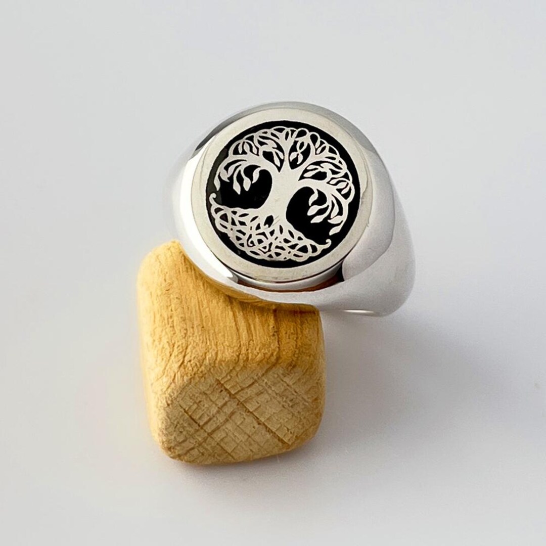 925 Sterling Silver Signet Ring Tree of Life for Man - Designed in ...