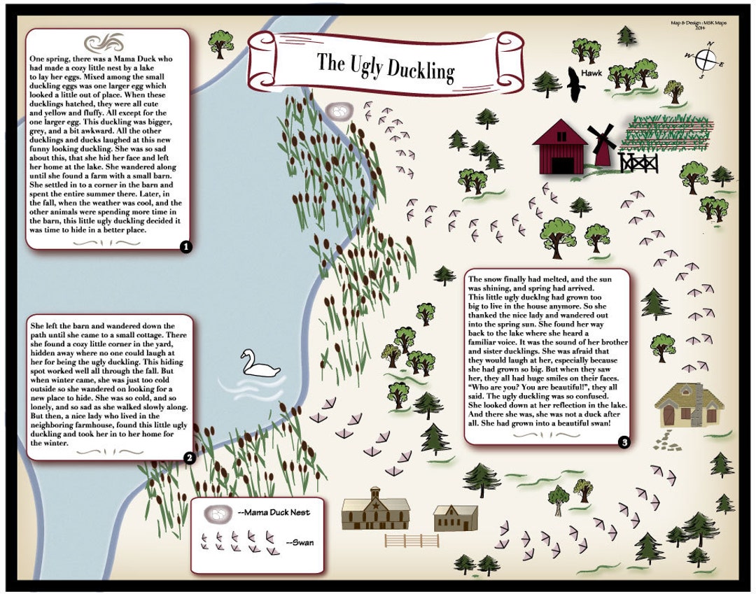 The Ugly Duckling- Fairy Tale Map - Etsy