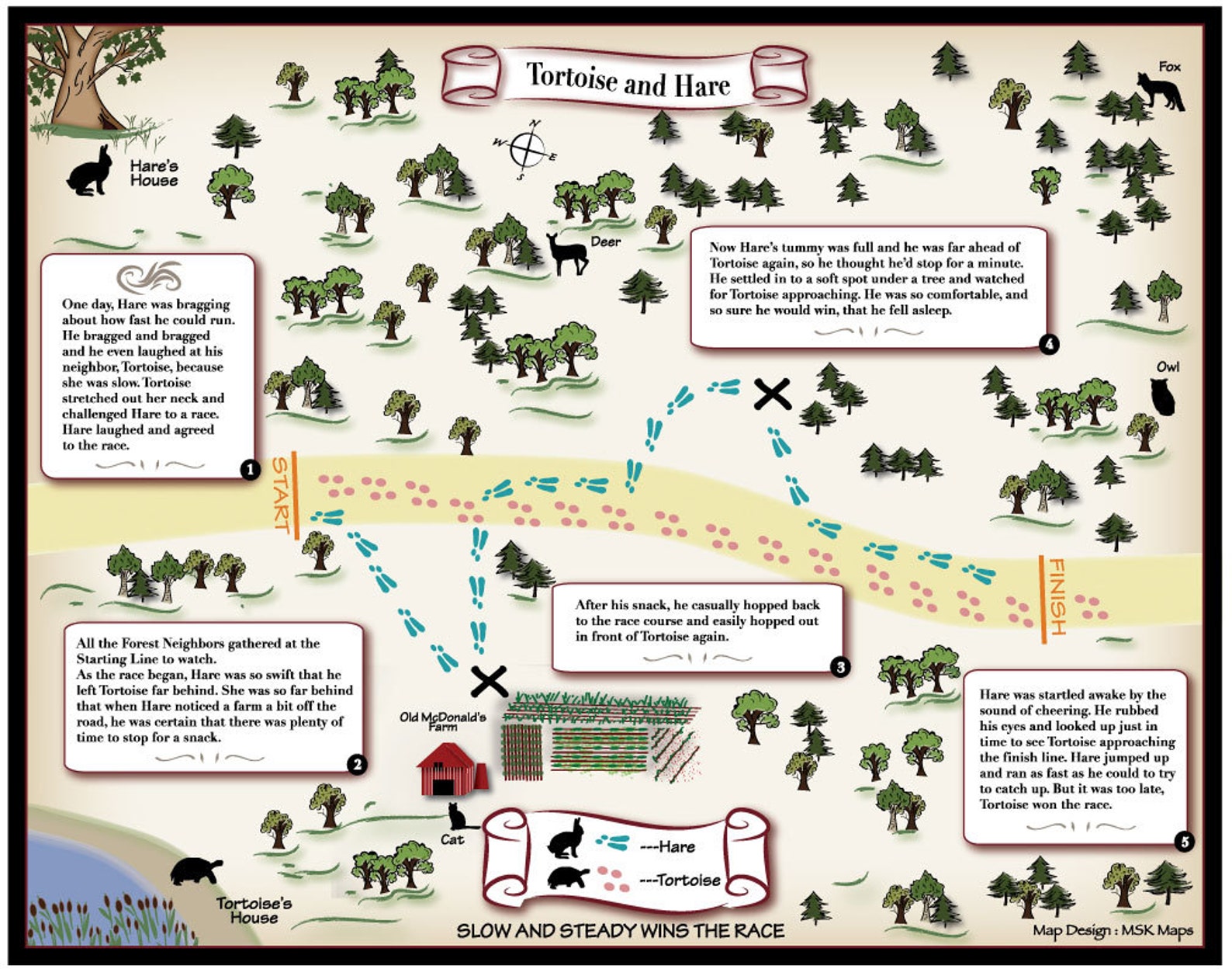 Tortoise and the Hare | Fairy Tale Map | Fantasy Map | Fable - Etsy