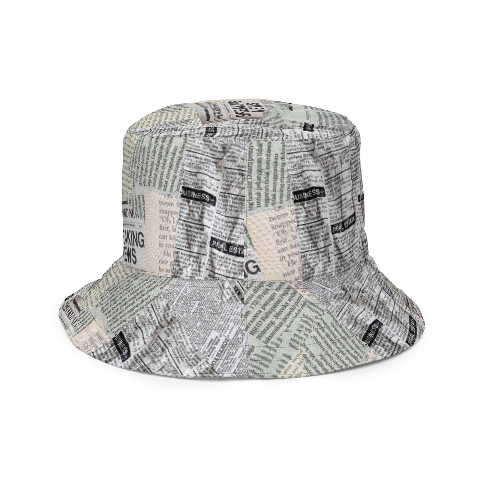 Stylish Newspaper Print Reversible Bucket Hat - Etsy