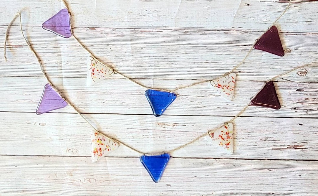 Fused Glass Bunting Flags Transparent Suncatcher Glass Flags - Etsy