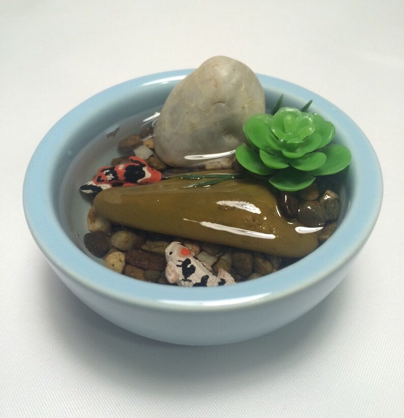 Resin Koi Fish Pond in Blue Ceramic Bowl, Rock Pool, Playful Fish - Etsy