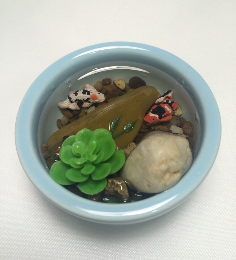 Resin Koi Fish Pond in Blue Ceramic Bowl, Rock Pool, Playful Fish - Etsy