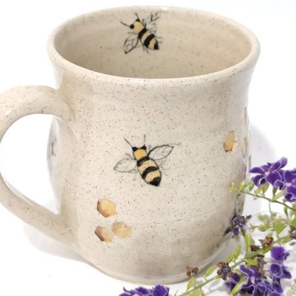 Bee Plate, Large Ceramic Plate Serving Platter. Cake Plate Hand Painted ...