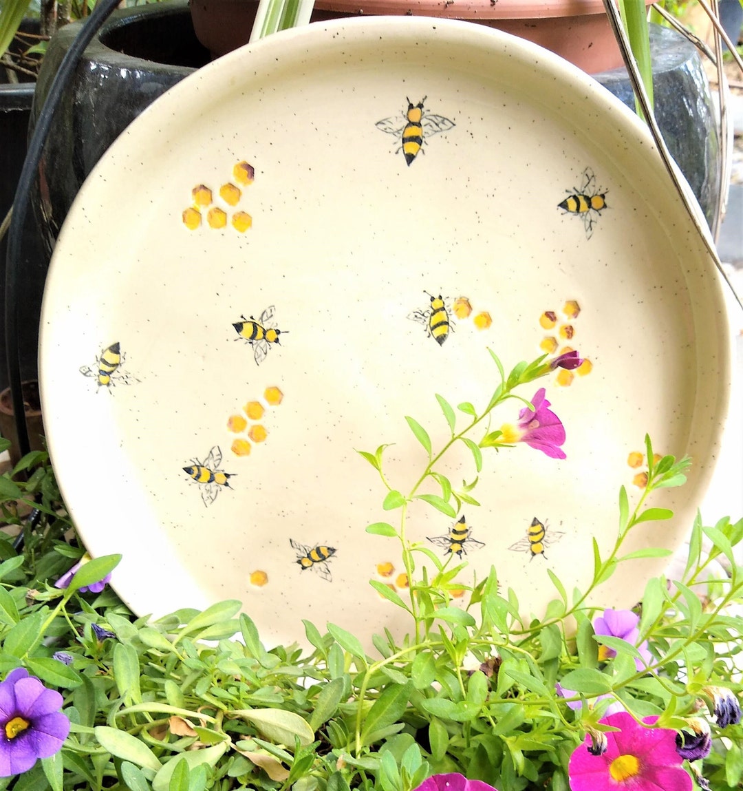 Bee Plate, Large Ceramic Plate Serving Platter. Cake Plate - Hand ...