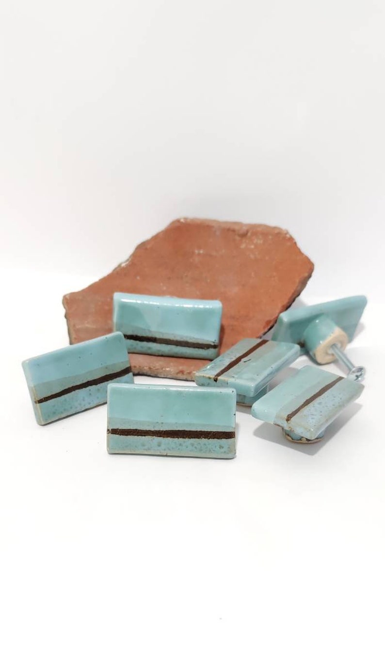 Door Knobs Pair of Ceramic Cabinet Knobs Rectangular Drawer - Etsy