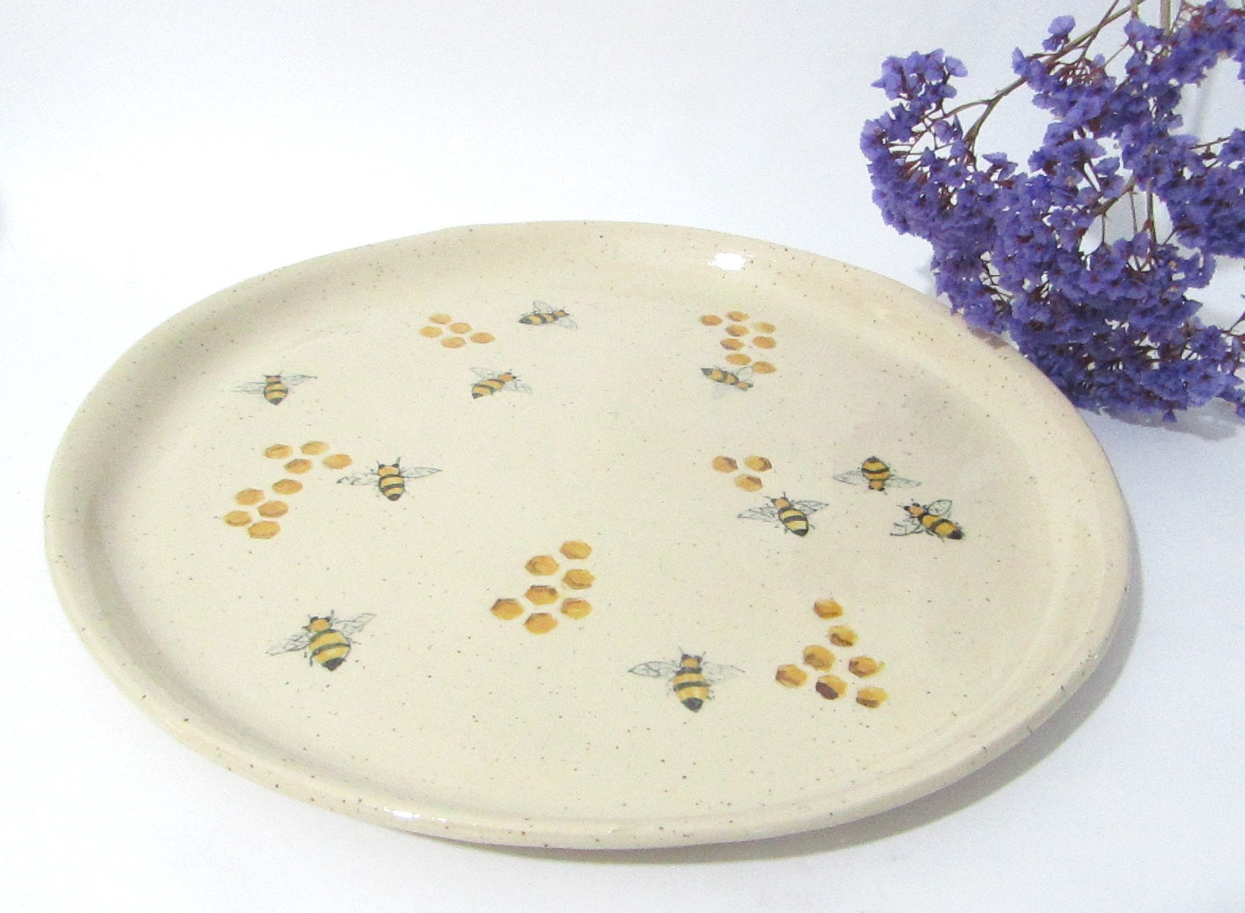 Bee Plate Large Ceramic Plate Serving Platter. Cake Plate | Etsy