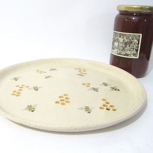 Bee Plate, Large Ceramic Plate Serving Platter. Cake Plate - Hand ...