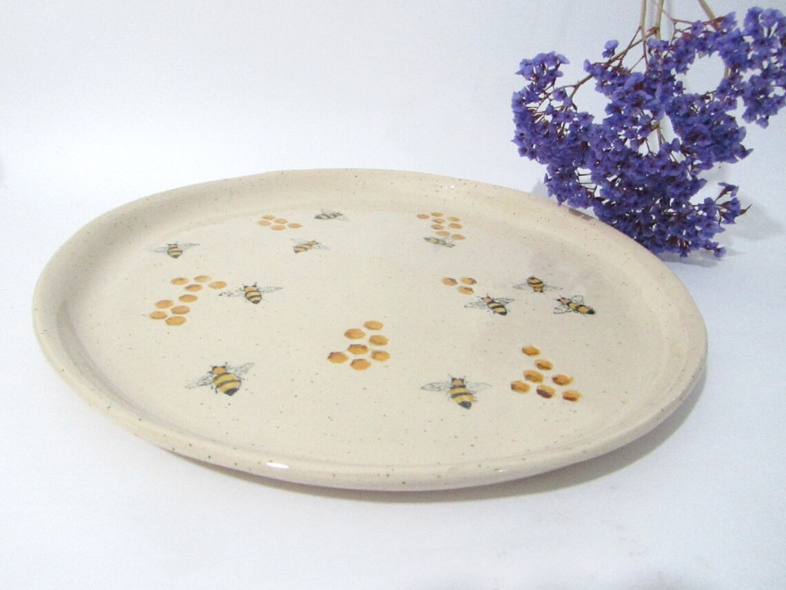 Bee Plate Large Ceramic Plate Serving Platter. Cake Plate - Etsy