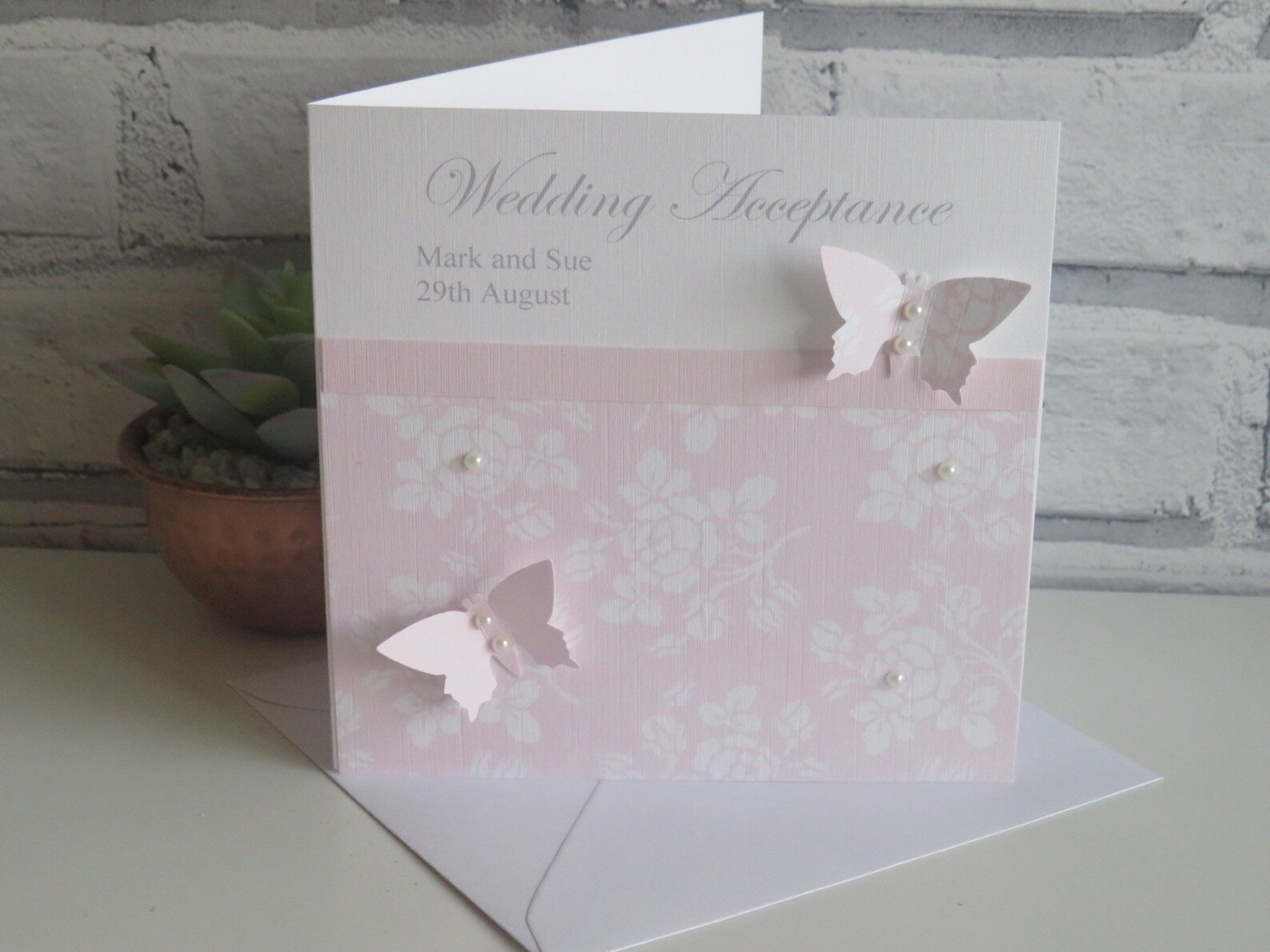 Personalised Wedding Acceptance Card Evening Acceptance Pink - Etsy UK