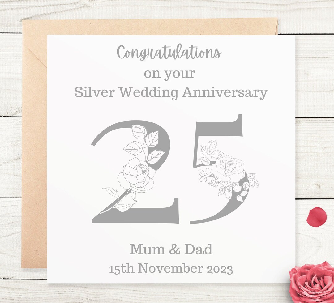 Personalised Silver Wedding Anniversary Card, 25th Wedding Anniversary ...